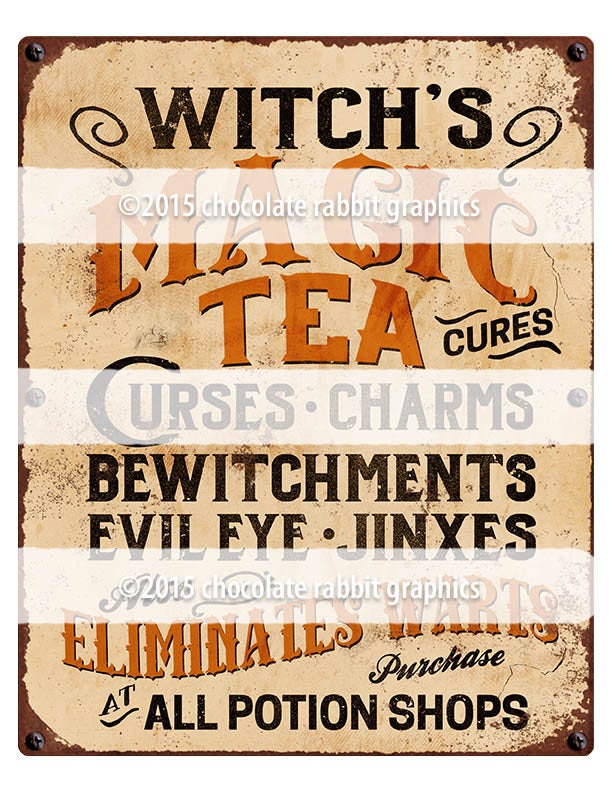 Halloween Witch Tea Printable Sign Vintage Digital Download - Etsy Denmark