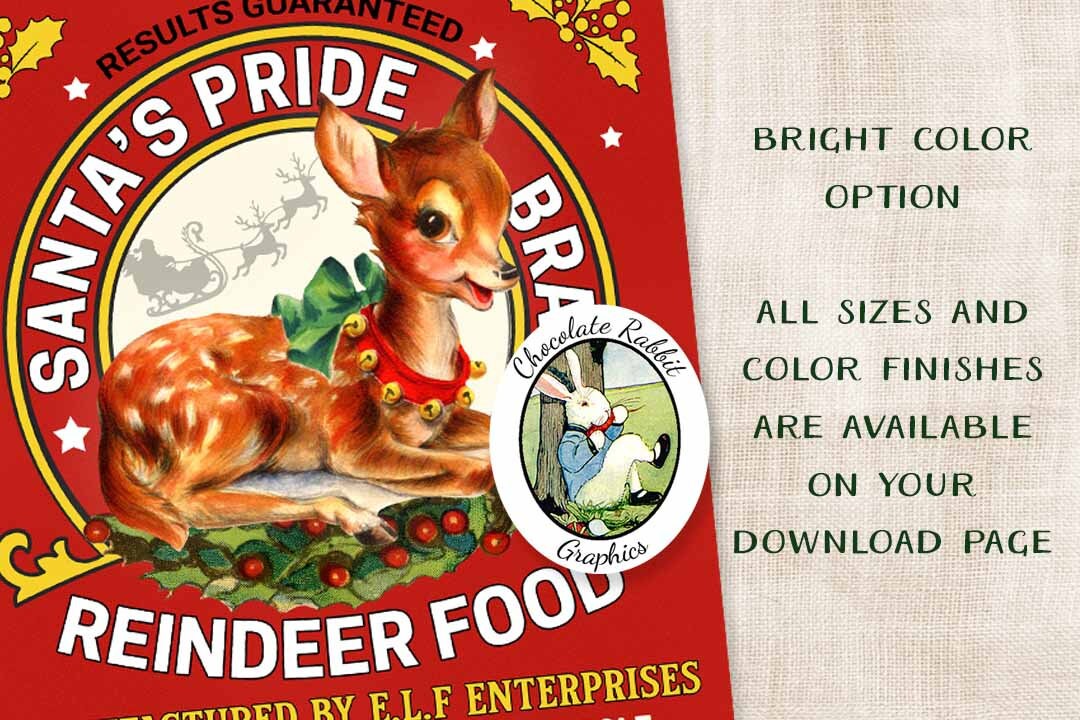 Christmas Reindeer Food Label Vintage Style Reindeer Tag - Etsy