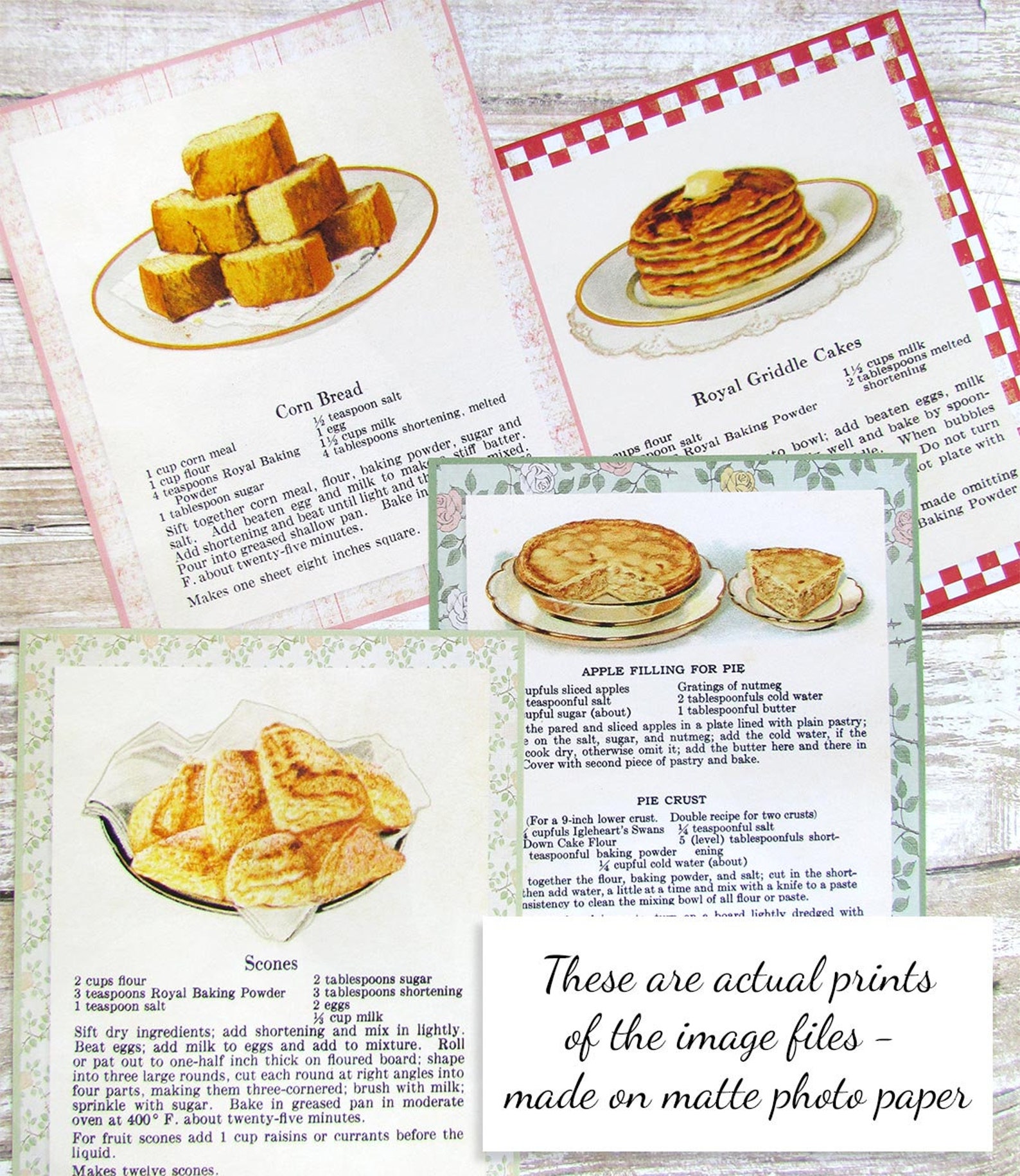 Vintage Recipe Cards: Printable Country Kitchen Decor (digital Download ...