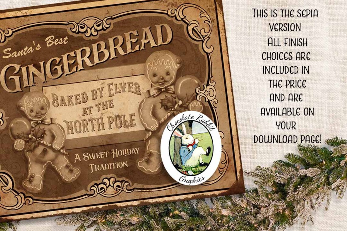 Christmas Gingerbread Labels Vintage Style Printable | Etsy