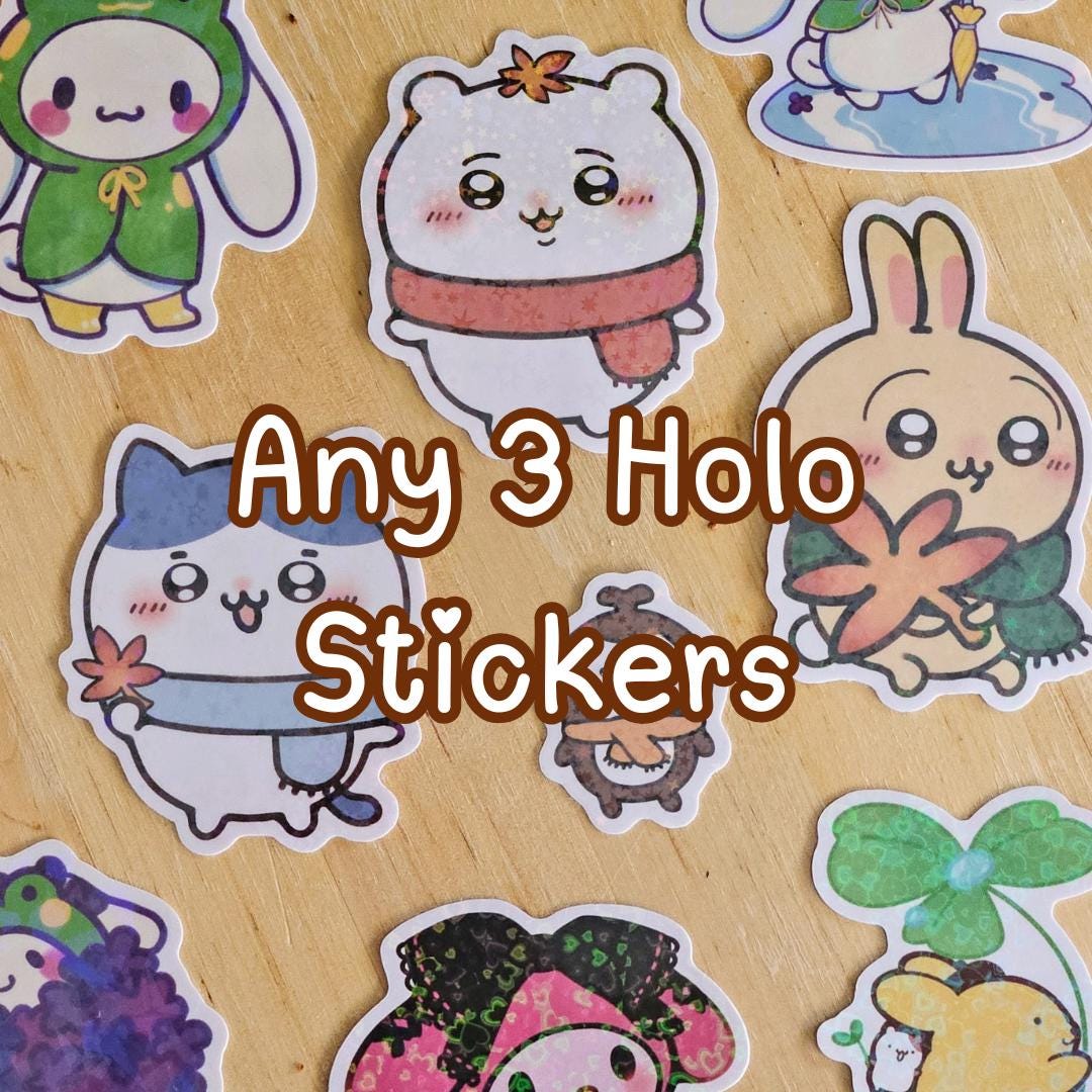 Any 3 Holo Stickers Bundle Chiikawa Hachiware Usagi Cinnamoroll My ...
