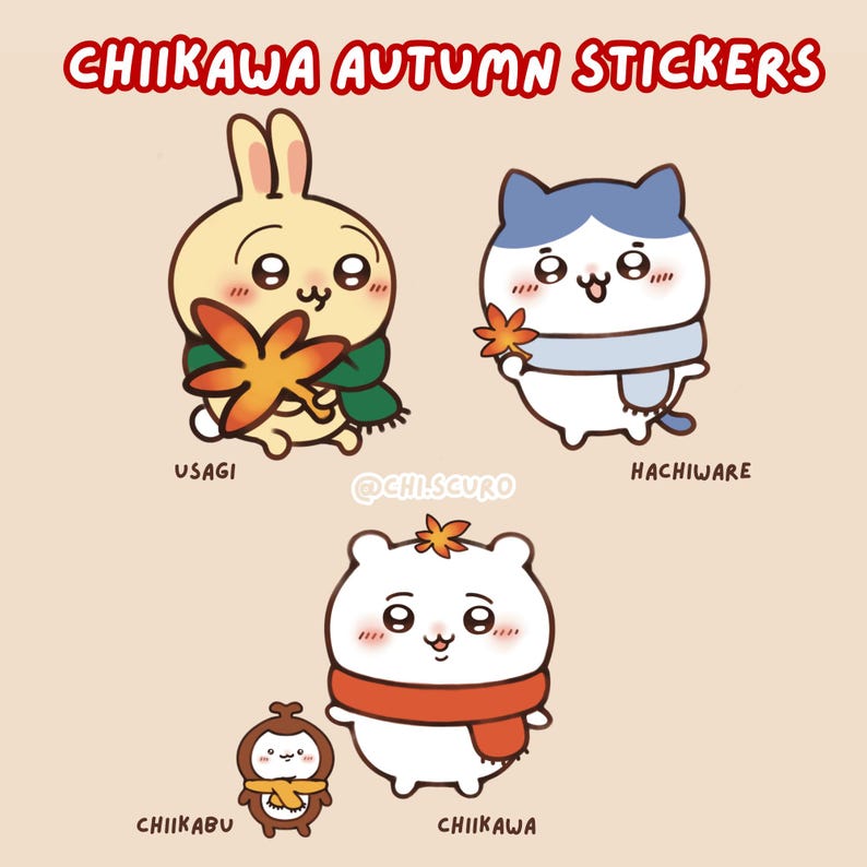 Chiikawa Hachiware Usagi Autumn Holo Stickers With Bonus Chiikabu - Etsy