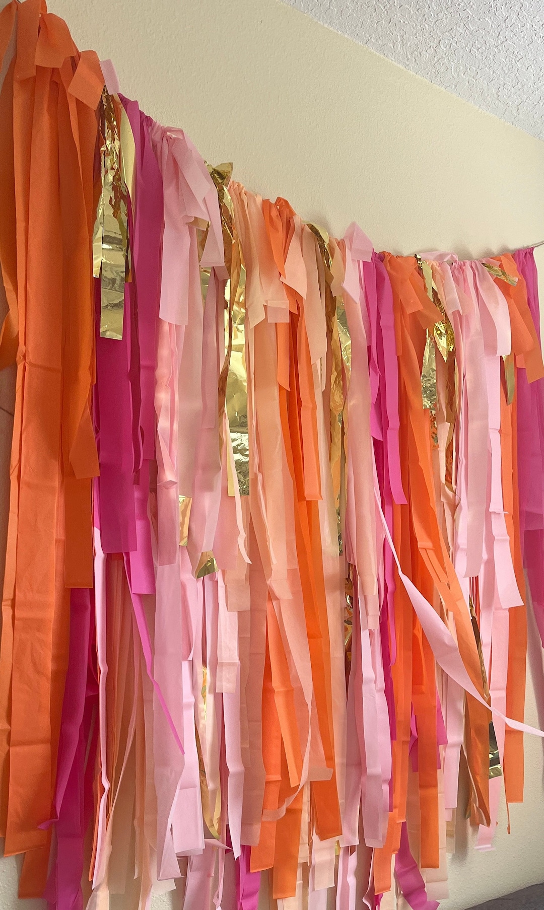 Orange Fringe Photo Backdrop / Streamer Garland , Custom, Halloween ...