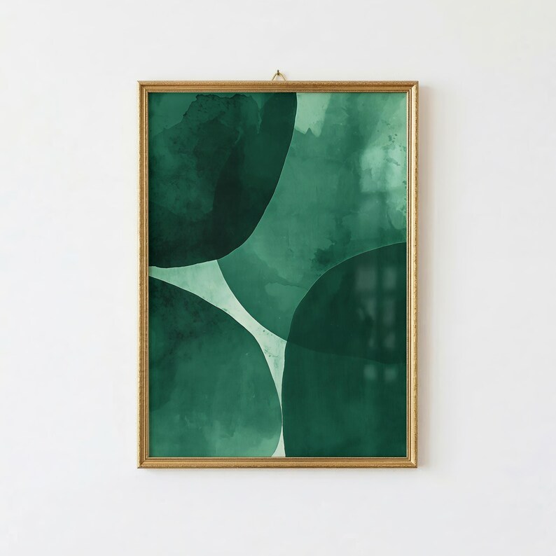 Dark Green Bubble Abstract Wall Art | Modern Watercolor | Organic ...