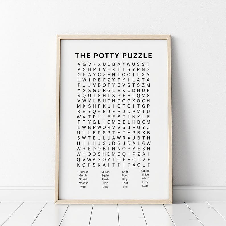 Bathroom Wordsearch Print | Potty Puzzle Powder Room Poster | Quirky ...
