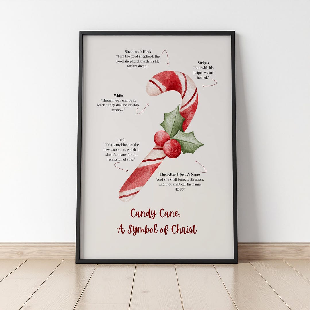 Candy Cane: A Symbol of Christ Wall Art | Christmas Scripture Print ...