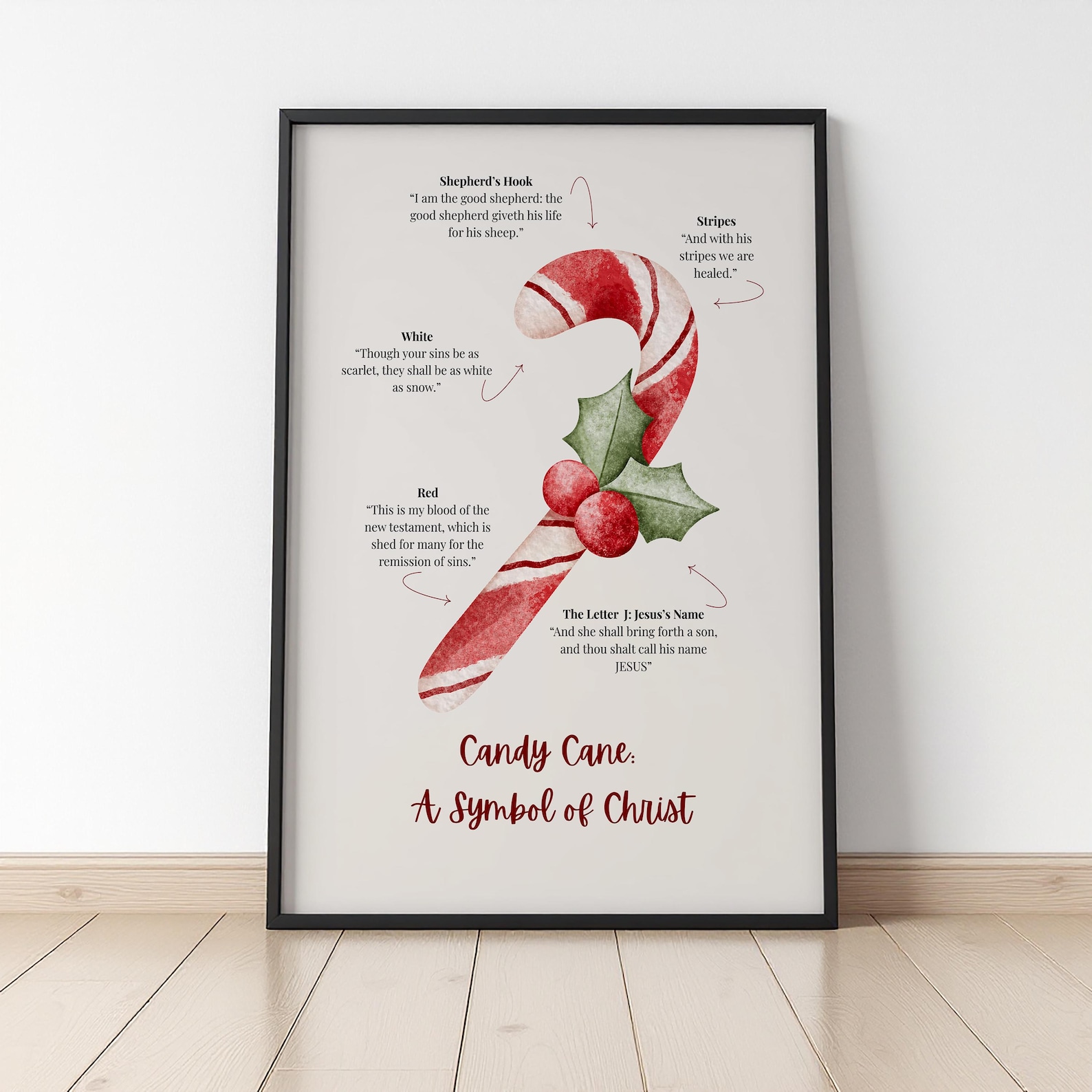 Candy Cane: A Symbol of Christ Wall Art | Christmas Scripture Print ...