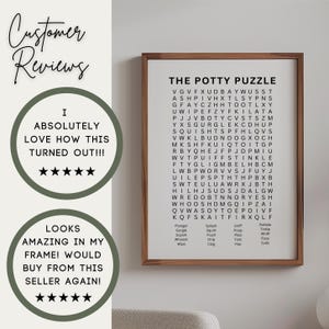 Bathroom Wordsearch Print | Potty Puzzle Powder Room Poster | Quirky ...