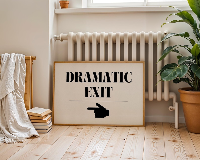 Dramatic Exit Sign Door Topper | Hand Pointing Left Mid Century Modern ...
