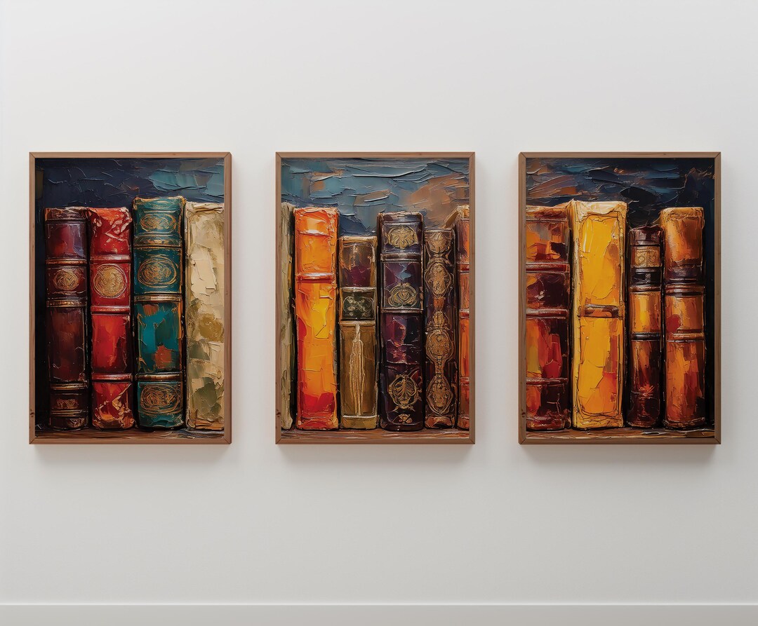 Antique Books Painting | Cozy Reading Nook Art | Book Lovers Gift | Old ...