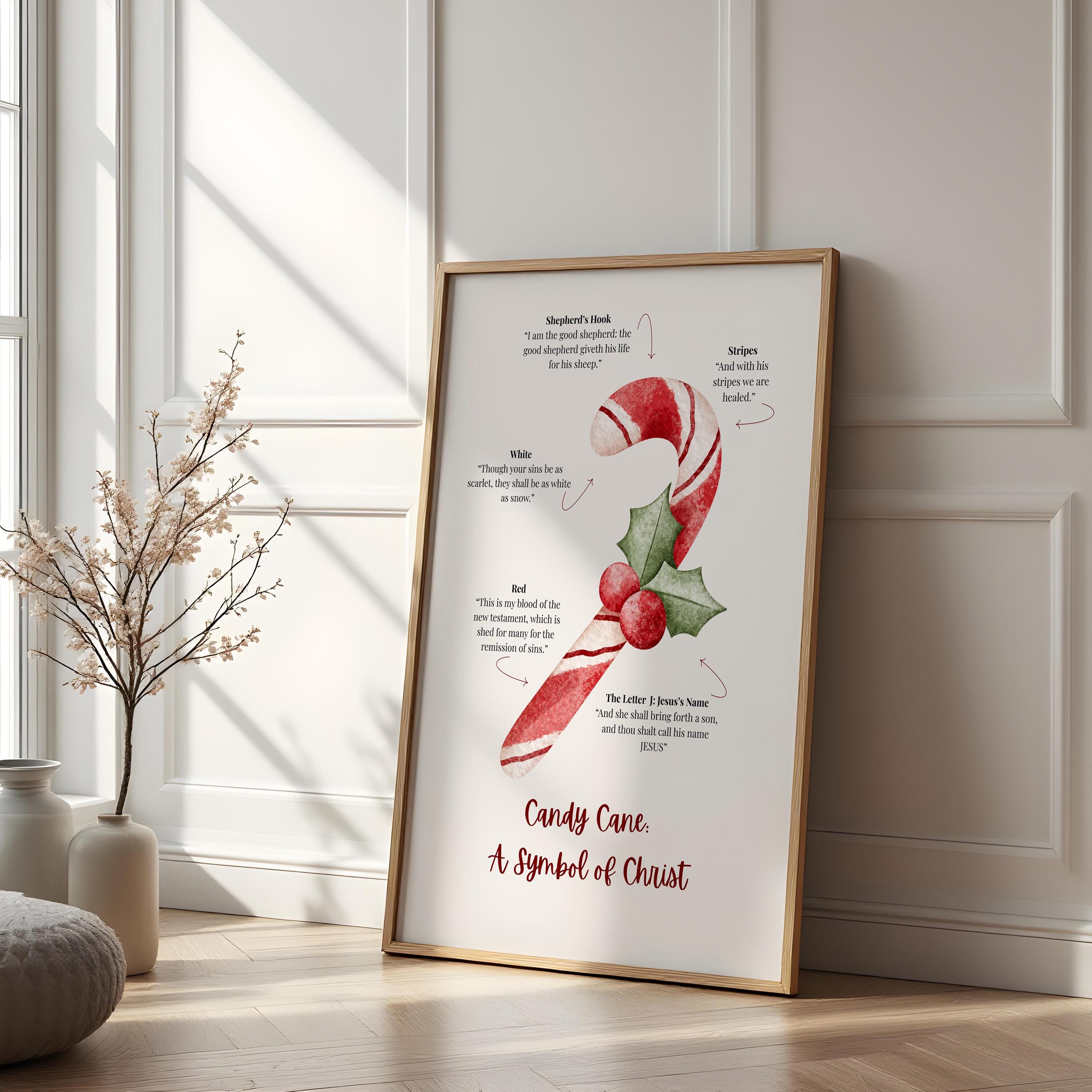 Candy Cane: A Symbol of Christ Wall Art | Christmas Scripture Print ...