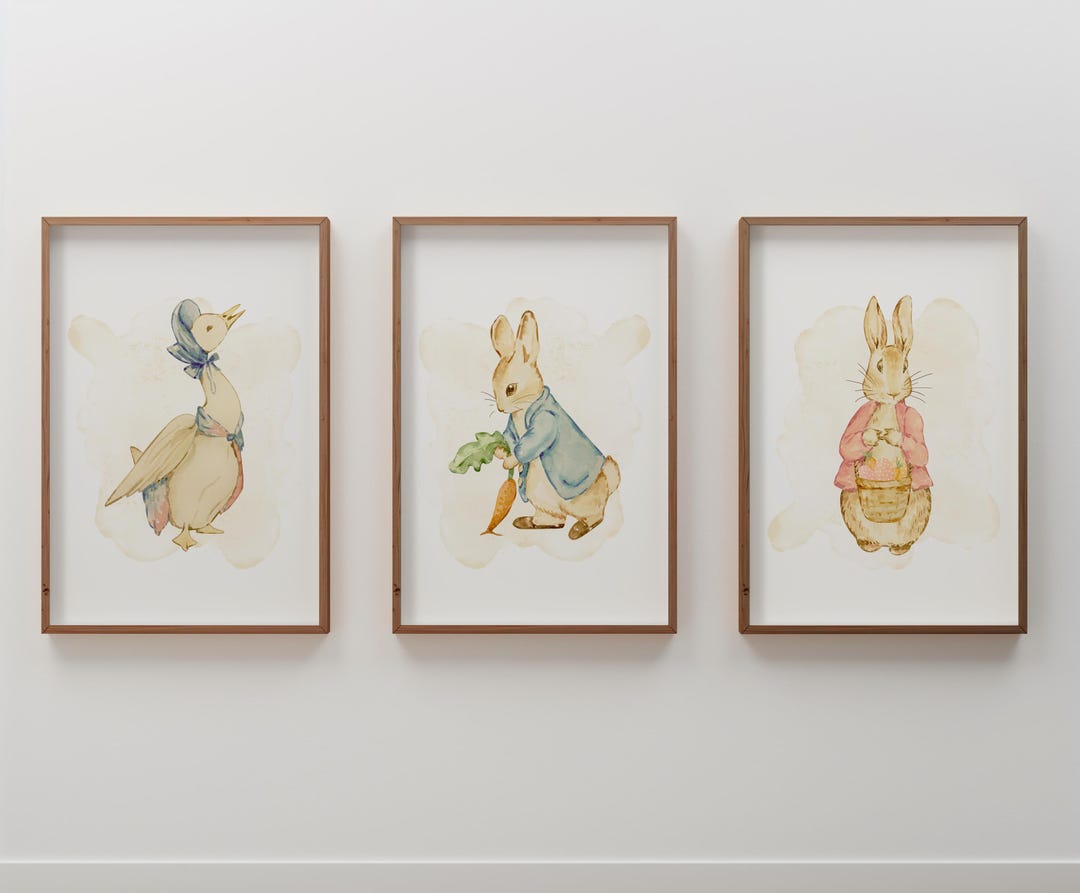Peter Rabbit Watercolor Nursery Prints Set of 3 | Cute Nursery Wall Art ...