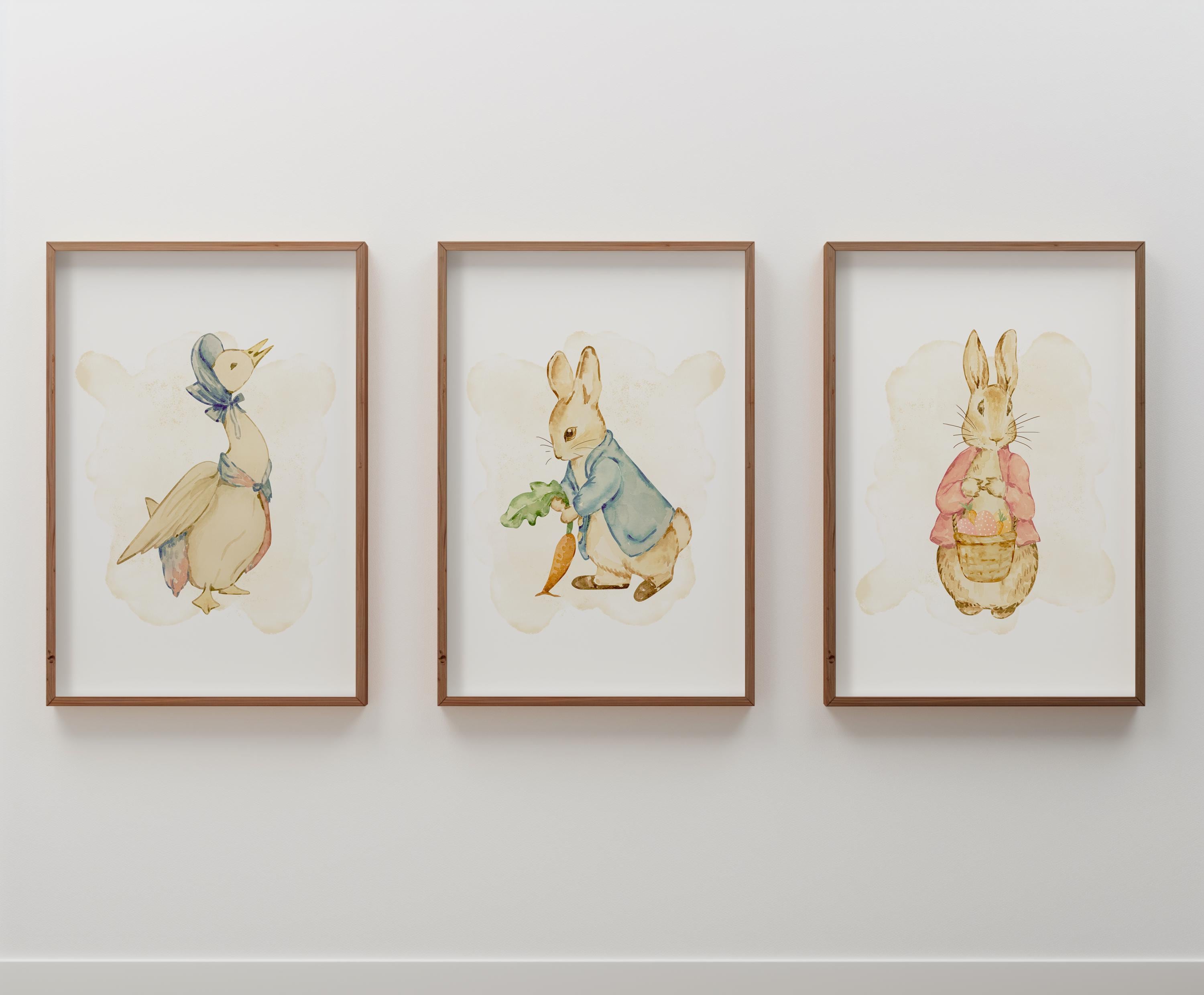 Peter Rabbit Watercolor Nursery Prints Set of 3 | Cute Nursery Wall Art ...