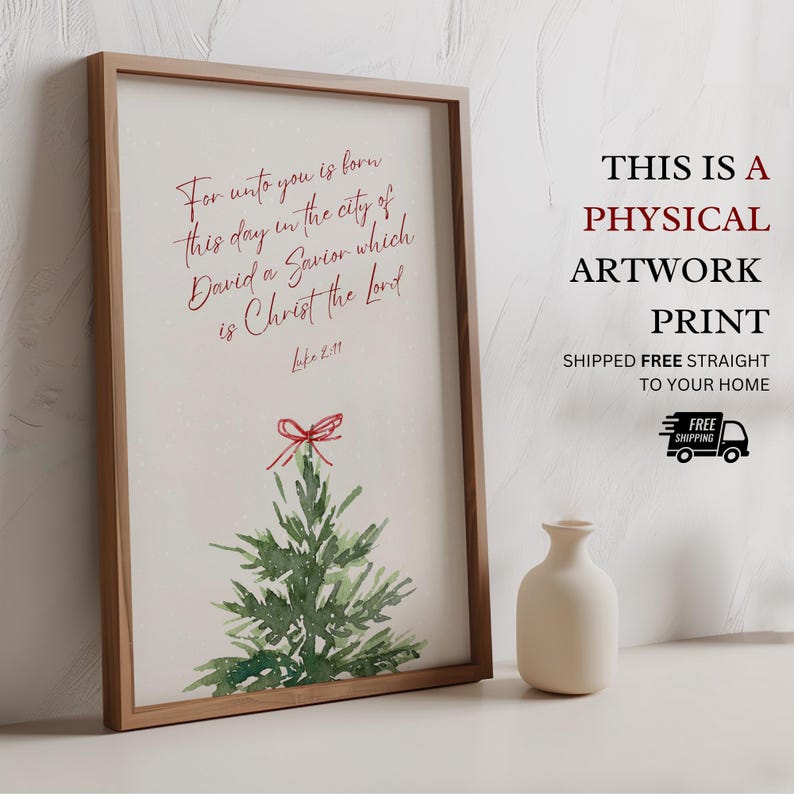 Luke 2 Bible Verse Wall Art | Christian Nativity Scene Print | Modern ...