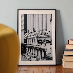 Black-and-white Wall Street Poster | Stock Trader Gift | Wall Street ...