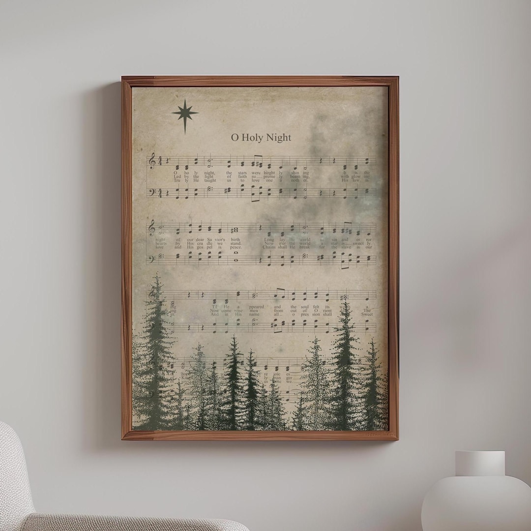 O Holy Night Wall Print | Nativity Music Art Wall Decor | Vintage Sheet ...