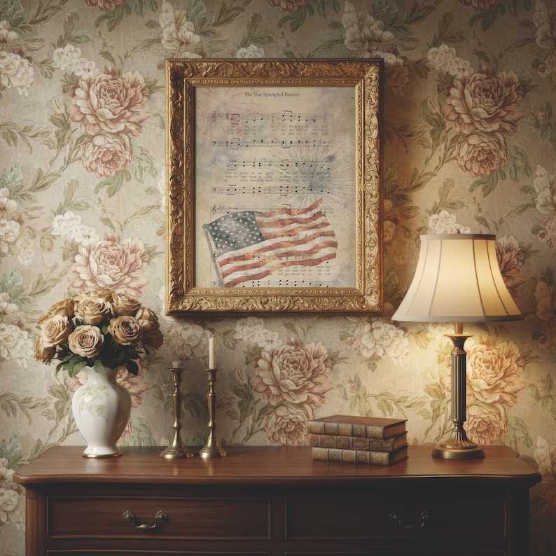 Star Spangled Banner Vintage Sheet Music Print | Rustic American Flag ...