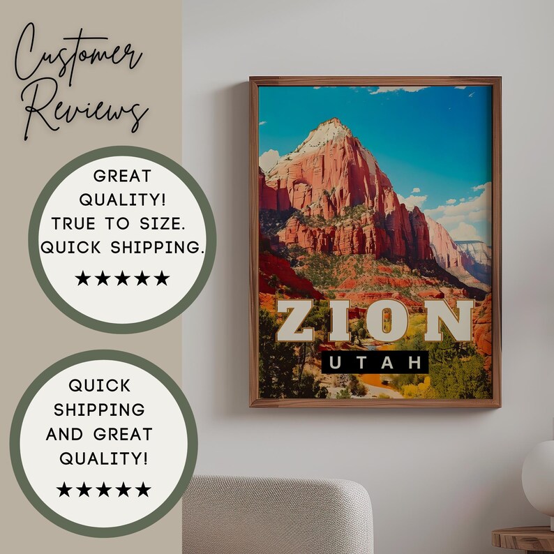 Zion National Park Poster | Utah Scenery Wall Art | National Parks Wall ...