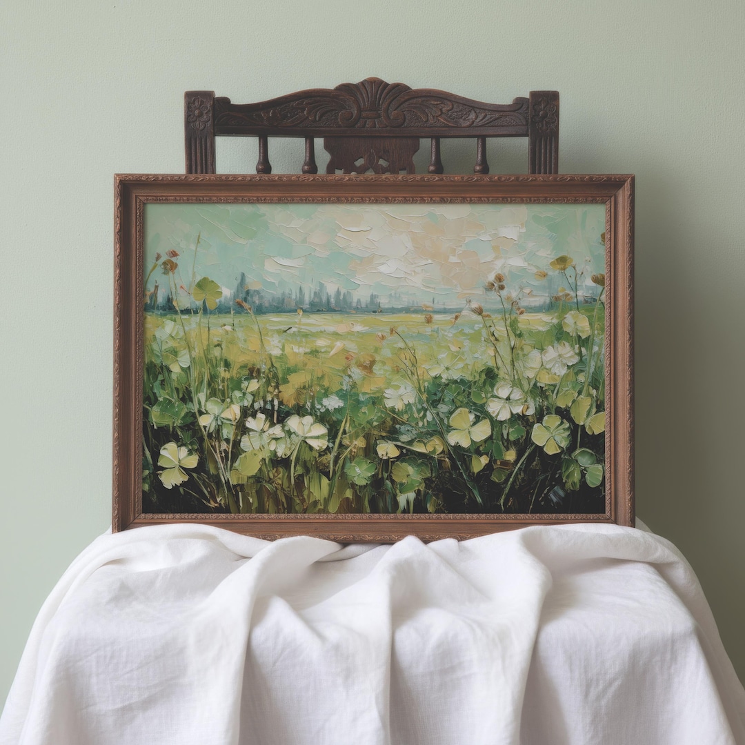 St. Patrick’s Day Clover Field Print | Green Cottagecore Decor ...