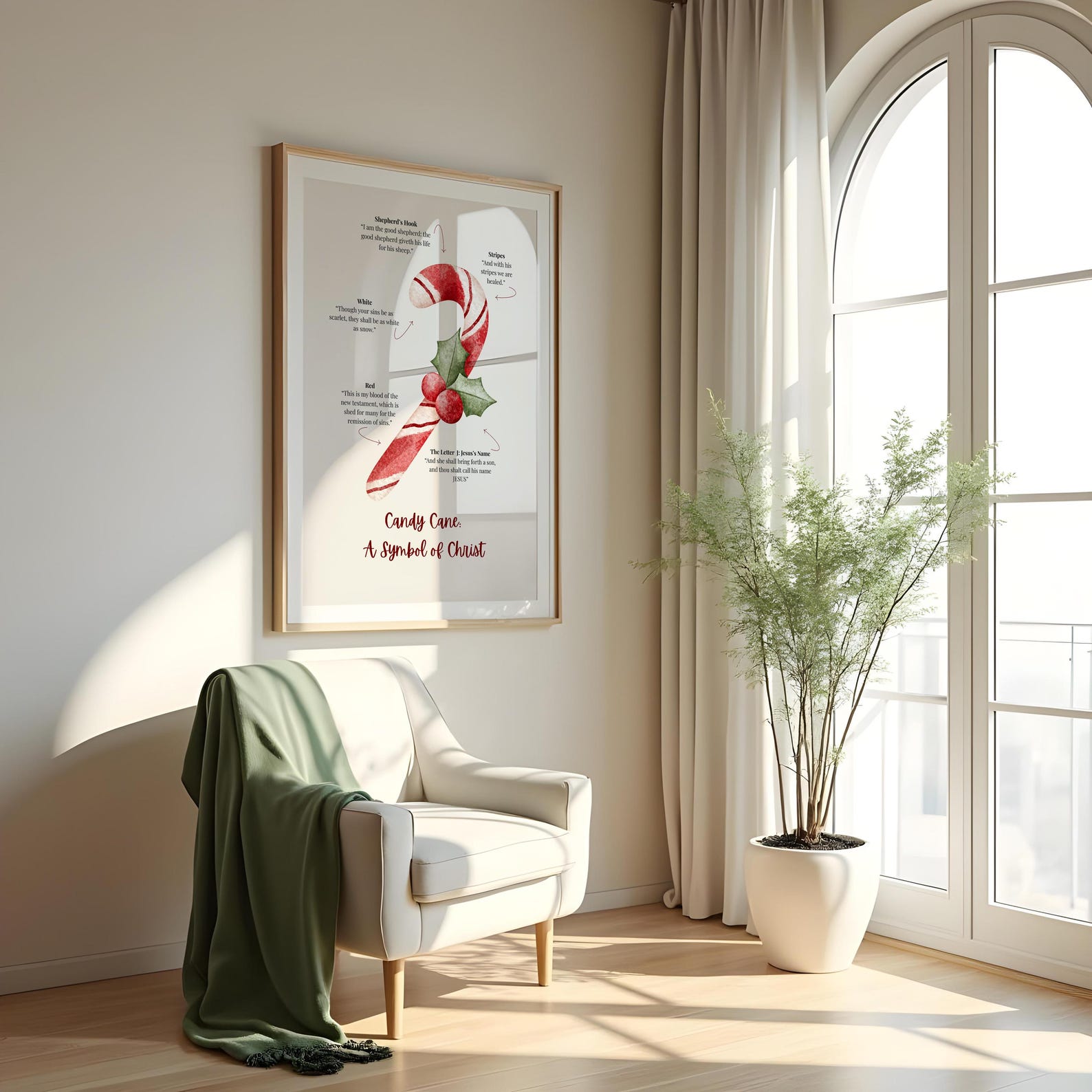 Candy Cane: A Symbol of Christ Wall Art | Christmas Scripture Print ...