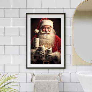 Funny Santa Bathroom Print | Toilet Humor Art for Christmas | Funny Holiday Poster for Bathroom ...