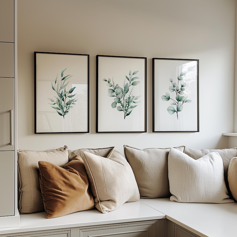 Watercolor Eucalyptus Print Set of 3 | Botanical Wall Art Triptych ...