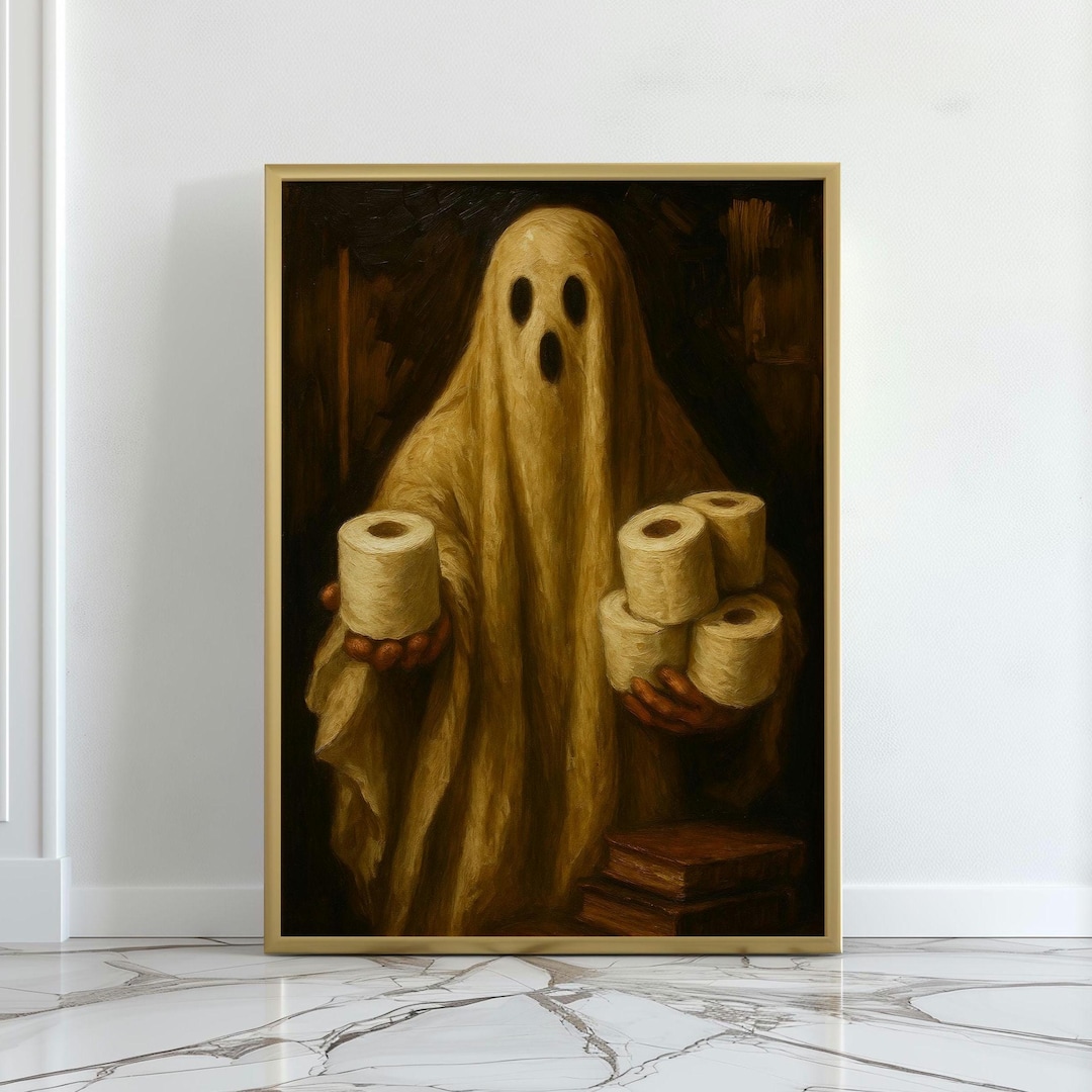 Bathroom Ghost Print | Halloween Humor Wall Print for Powder Room ...