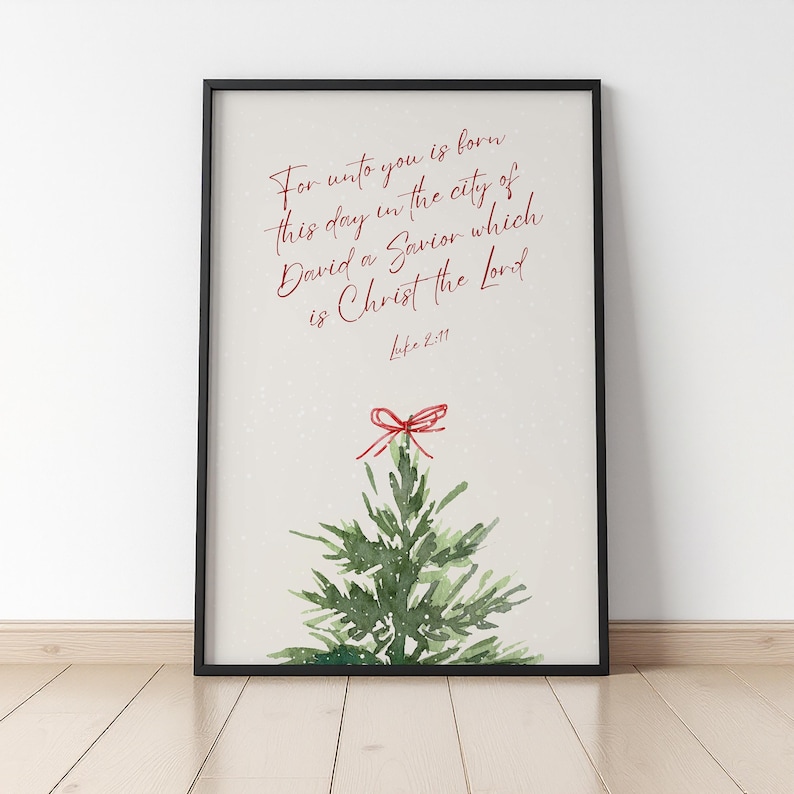Luke 2 Bible Verse Wall Art | Christian Nativity Scene Print | Modern ...