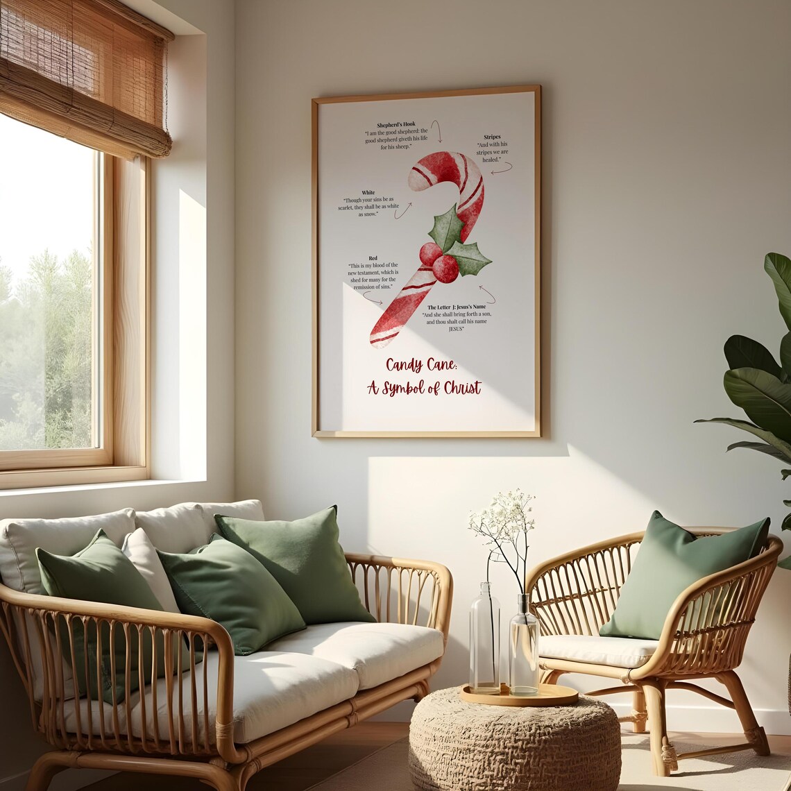Candy Cane: A Symbol of Christ Wall Art | Christmas Scripture Print ...