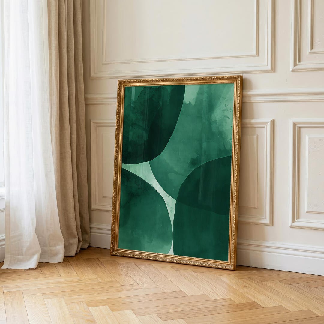 Dark Green Bubble Abstract Wall Art | Modern Watercolor | Organic ...
