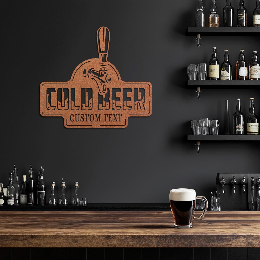 Personalized Cold Beer Metal Wall Art • Custom Bar Pub Steel Sign ...