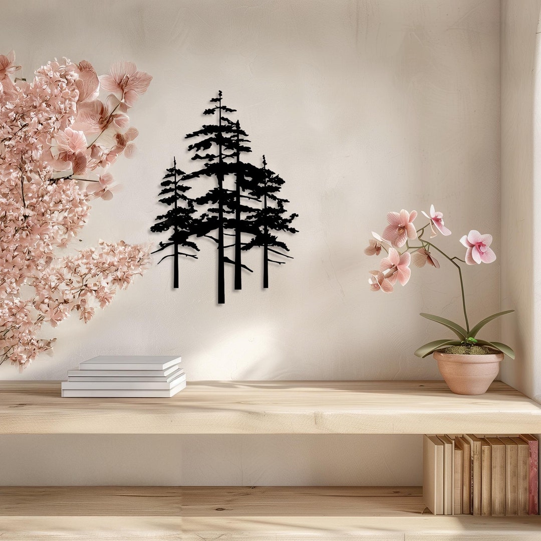 Set of 4 Trees Metal Wall Art • Tree Sculpture Steel Sign • Decorative ...