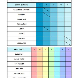 Kids Chore Chart, Homeschool Daily Checklist, Daily Homeschool ...