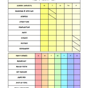 Kids Chore Chart, Homeschool Daily Checklist, Daily Homeschool ...