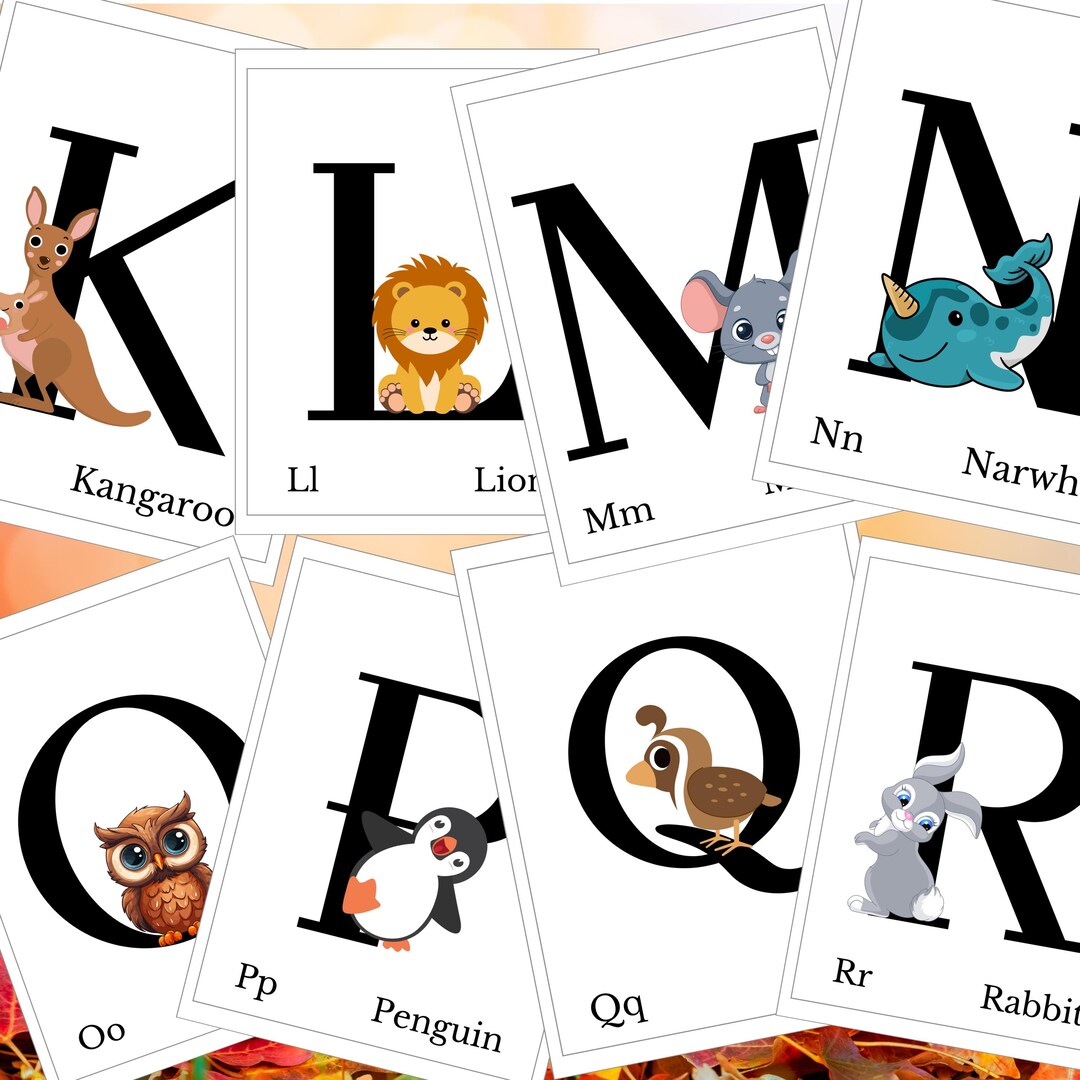 Printable Animal ABC Flashcards for Kids Educational Alphabet Flash ...