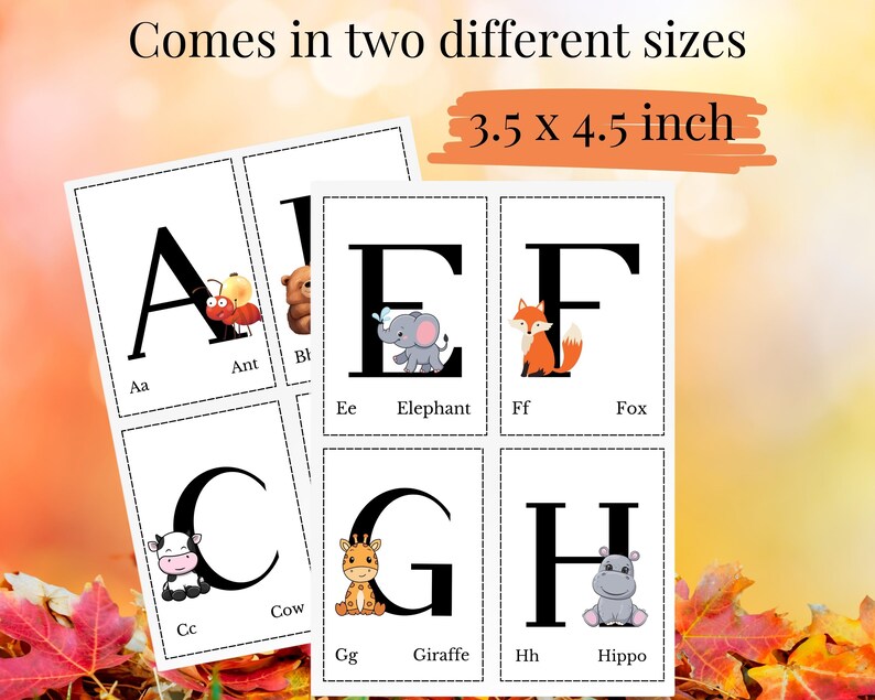 Printable Animal ABC Flashcards for Kids Educational Alphabet Flash ...