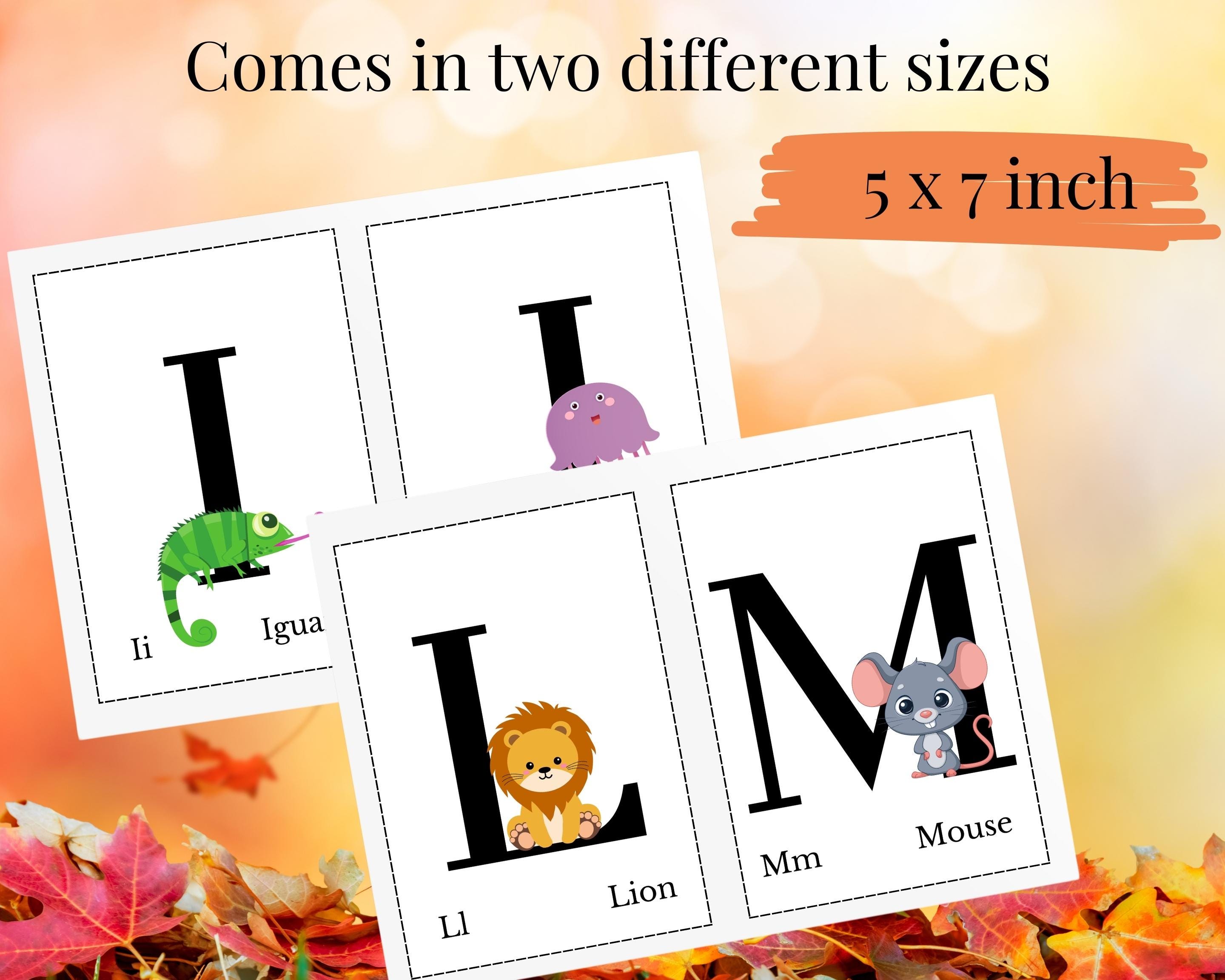 Printable Animal ABC Flashcards for Kids Educational Alphabet Flash ...
