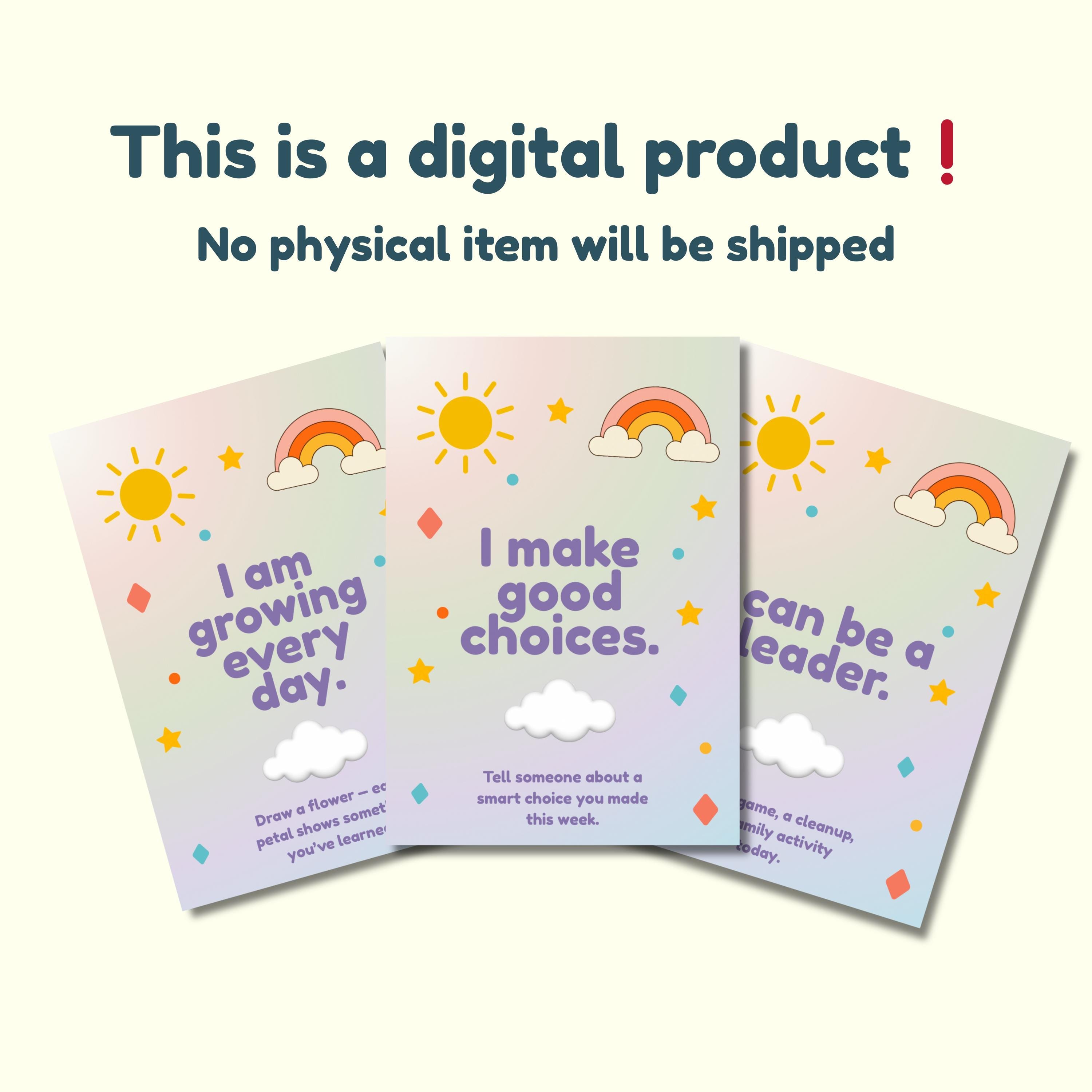 Printable Kids Affirmation Cards – 30 Positive Mindset Prompts for ...