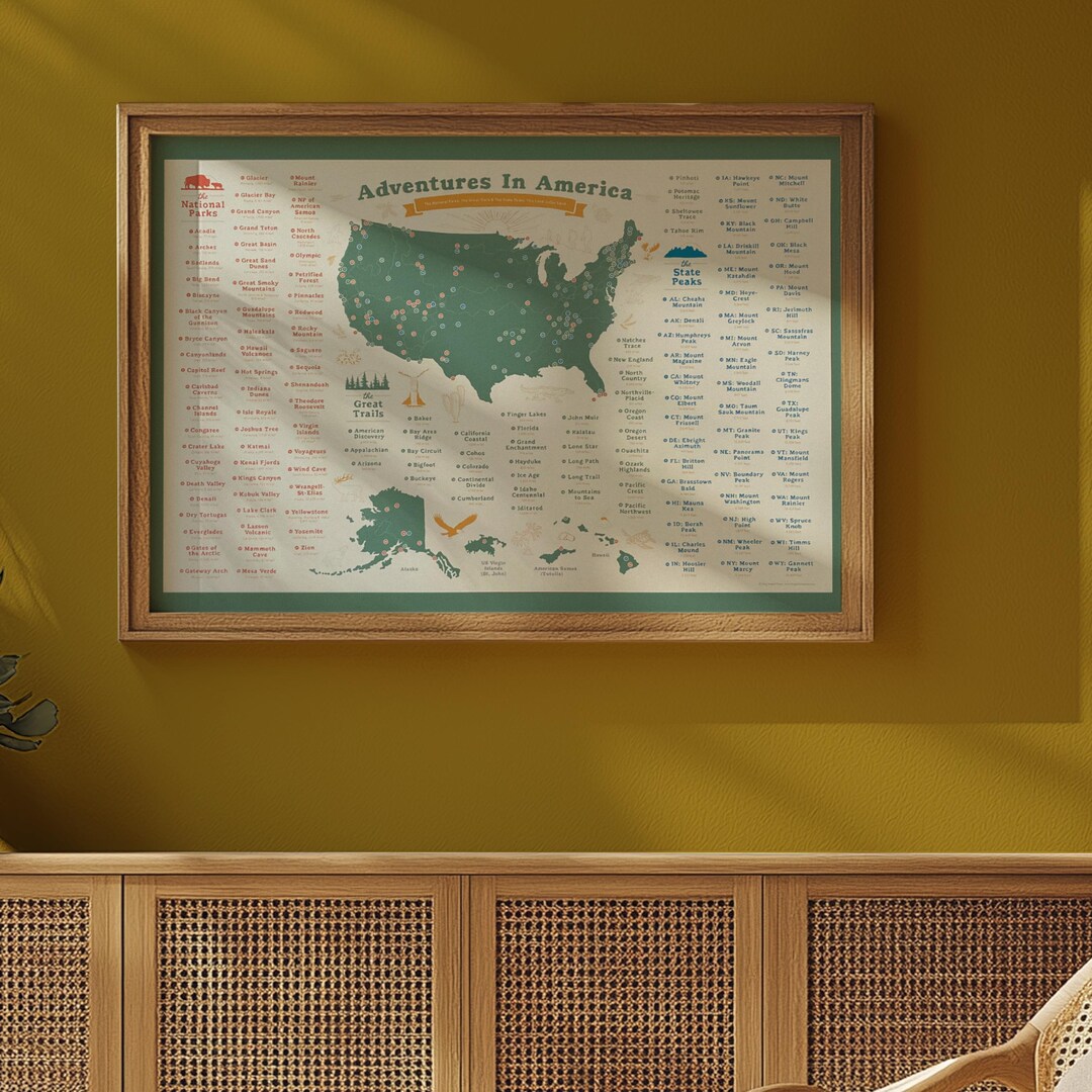 Adventures in America: an Adventure Map of the United States - Etsy