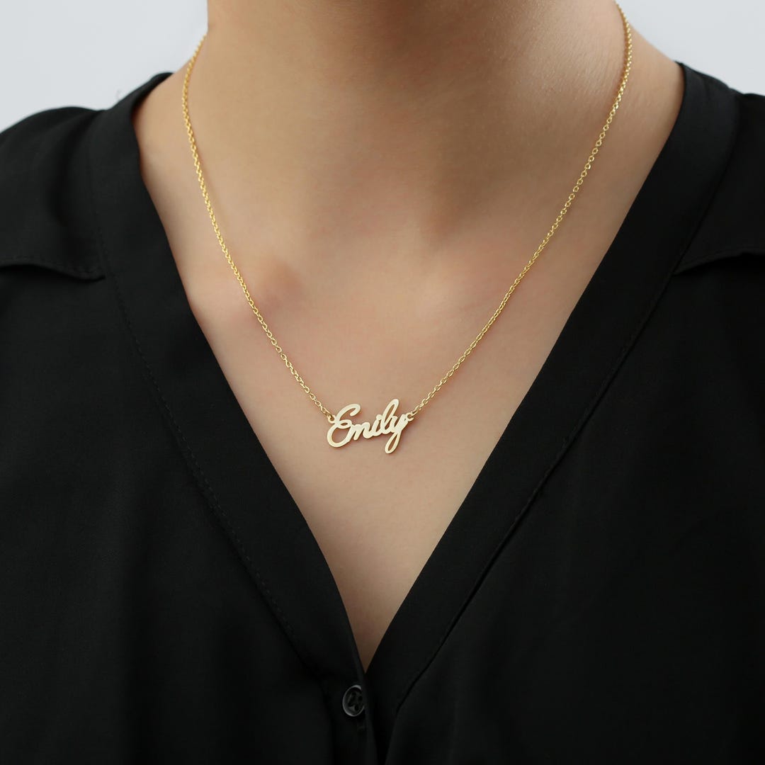 Personalized Name Necklace, 14K Solid Gold Name Jewelry, Custom Name ...