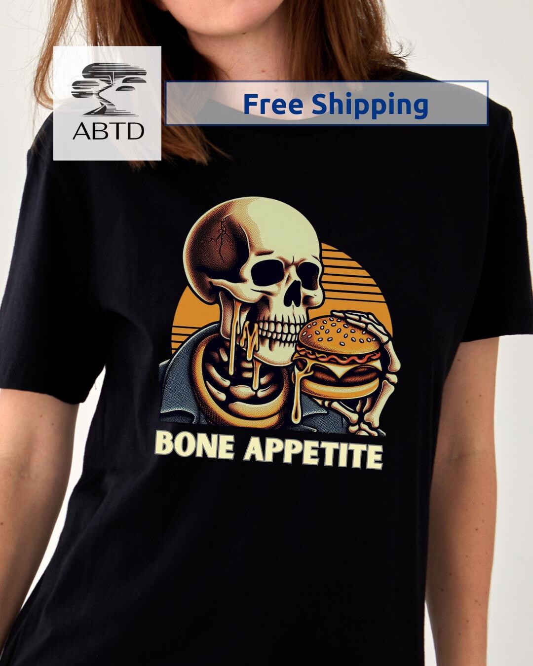 Skeleton Eating Burger Shirt Funny Halloween Graphic Tee Fast Food ...