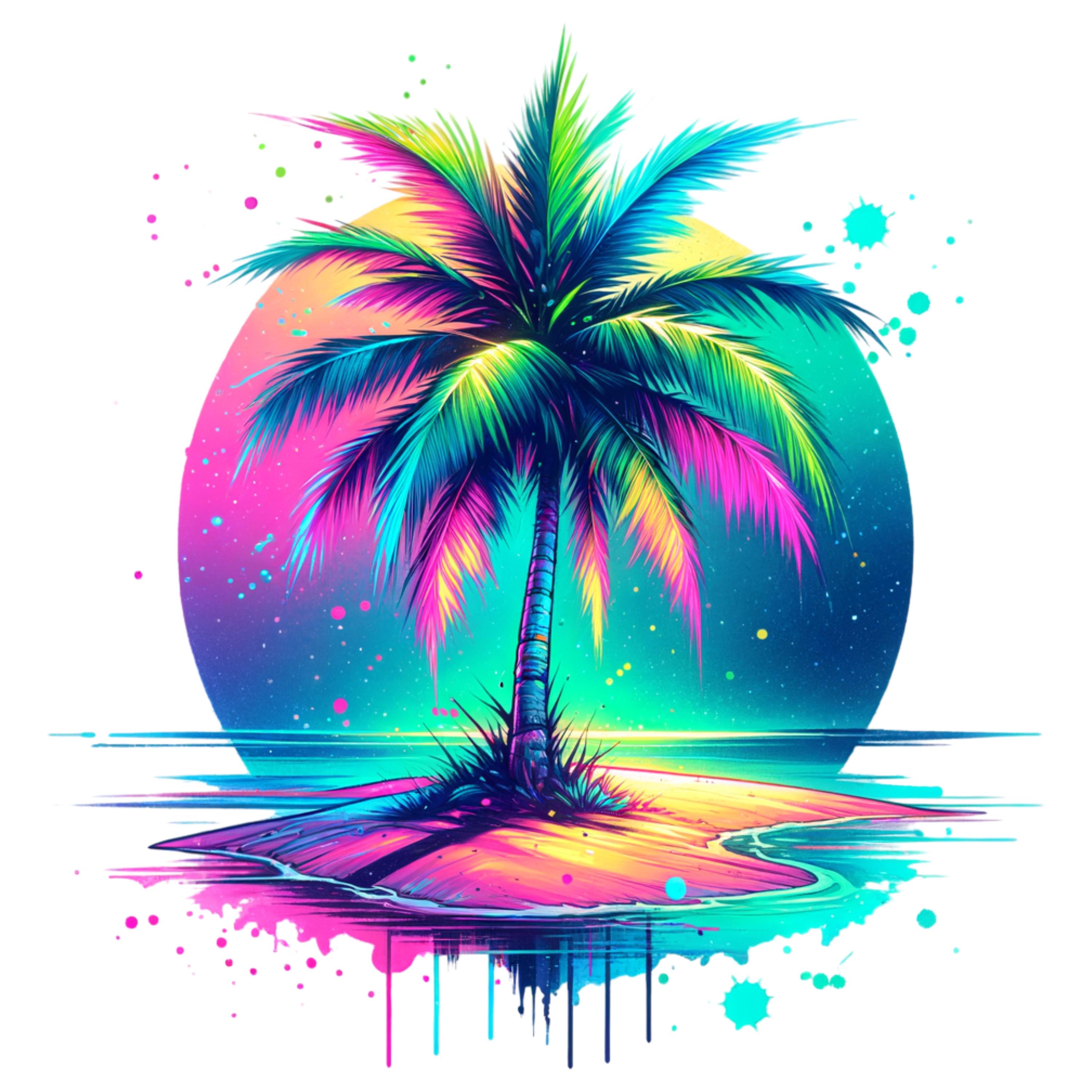 Neon Palm Tree PNG: Colorful Summer Clipart (digital Download) - Etsy