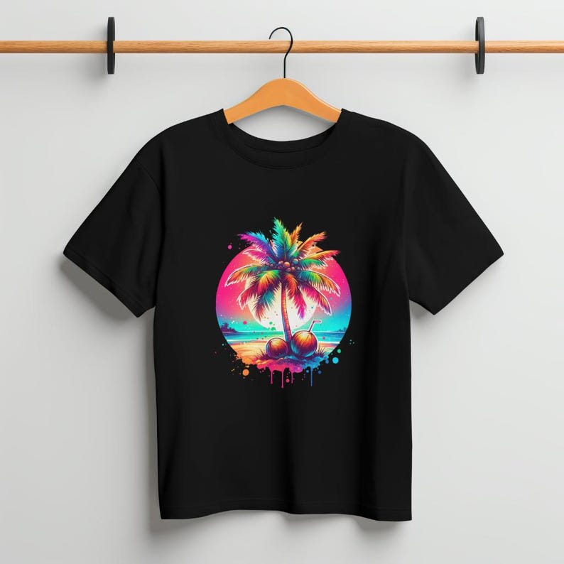Neon Coconut Palm Tree PNG: Summer Beach Clipart (digital Download) - Etsy