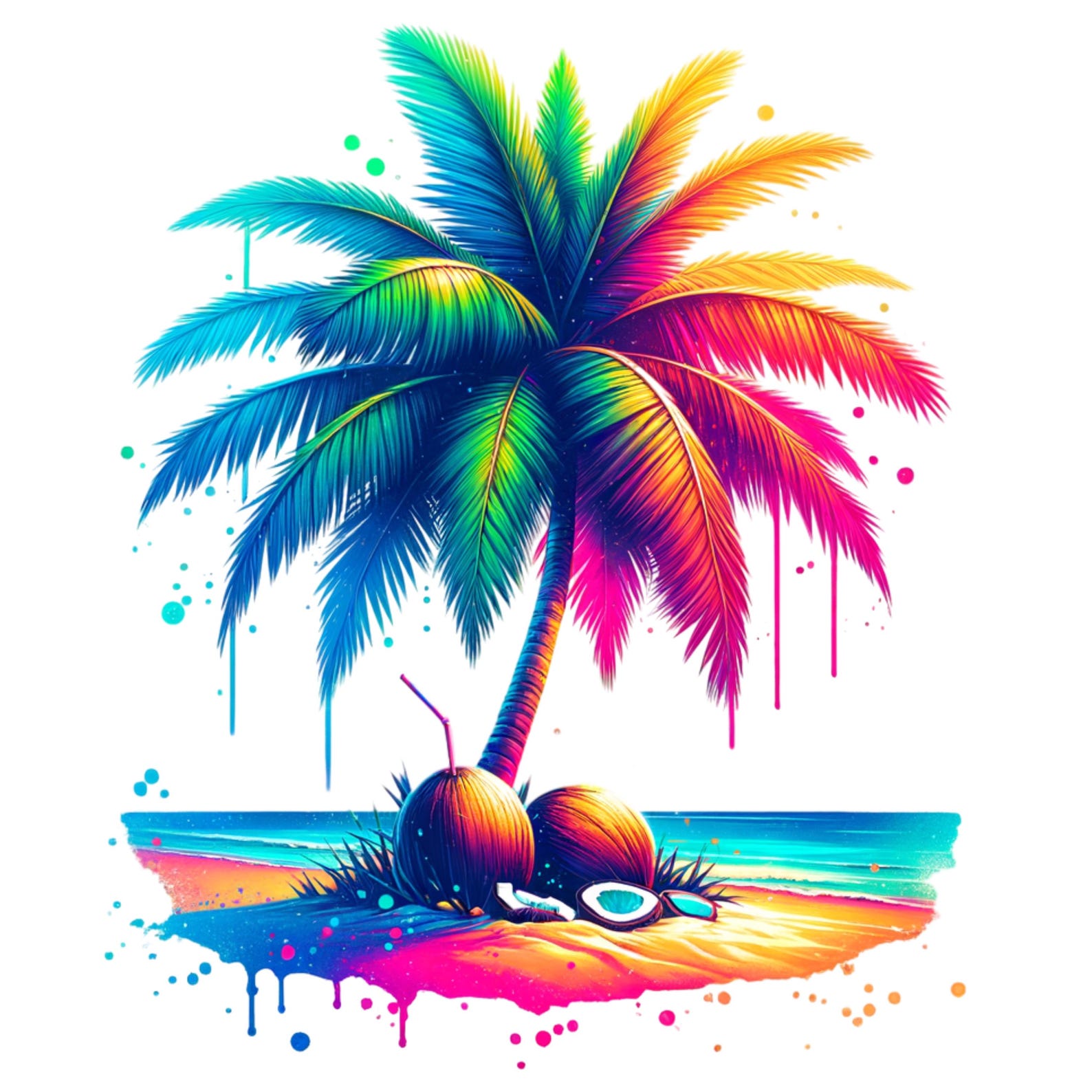 Neon Palm Tree Clipart - Tropical PNG Image - Digital Download ...