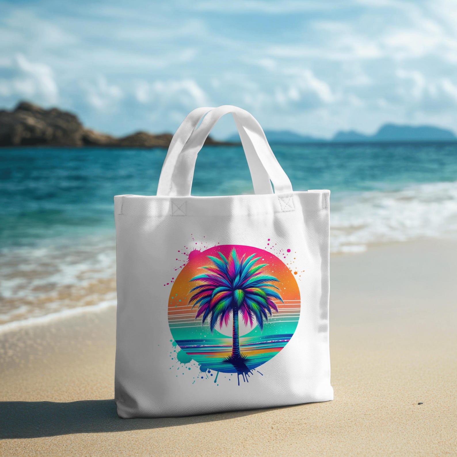 Tropical Palmtree PNG, Sublimation Design, Colorful Neon Clipart, Summer Digital Image, Trendy ...