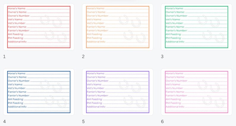 Horse Stall Cards - Etsy