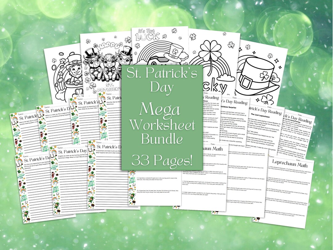 St Patricks Day Classroom Worksheet Bundle, Elementary Grades 2 - 4 ...