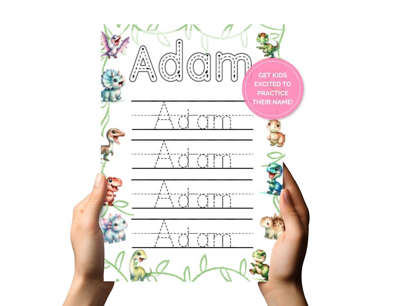 Editable Name Tracing Canva Template Dinosaur Themed - Etsy