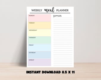Winter Theme Meal Planner Printable, Weekly Meal Planner and Grocery ...