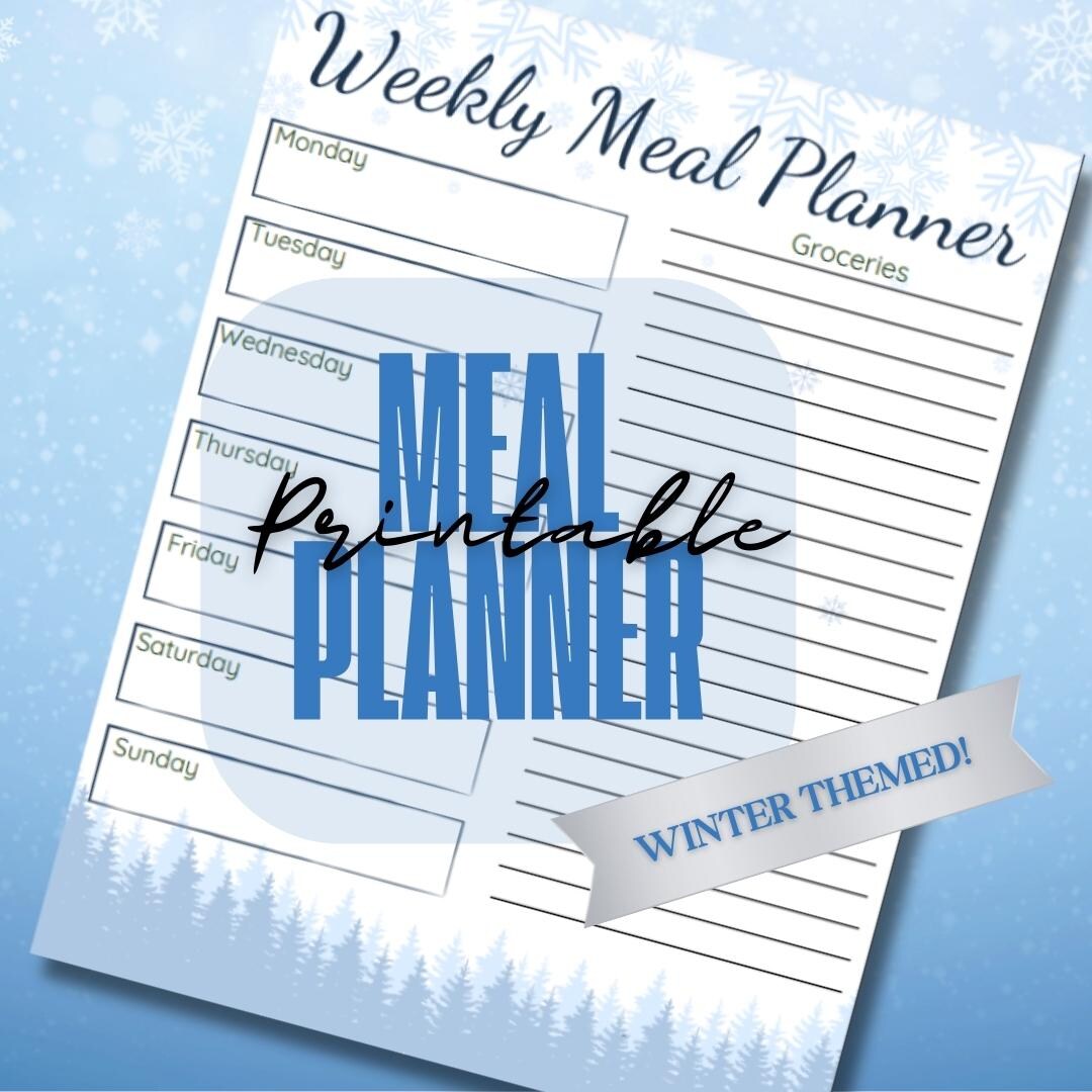 Winter Themed Meal Planner Printable, Weekly Meal Planner and Grocery ...